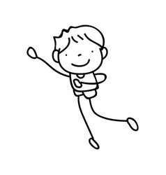 Hand drawing abstract happy cute boys line art Vector Image