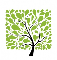 Spring tree green on grunge background Royalty Free Vector