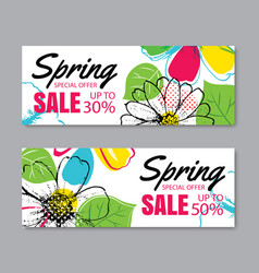 Spring sale banner template with colorful Vector Image