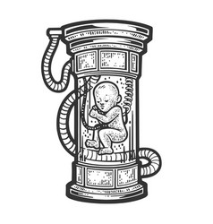 Microscope sketch and line art Royalty Free Vector Image