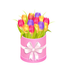 Bouquet and box with flowers Royalty Free Vector Image