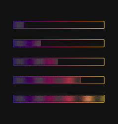 Shiny progress indicator set on a dark background Vector Image