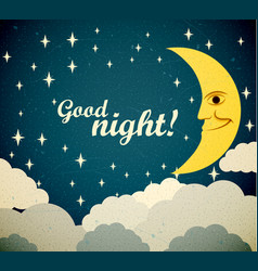 Good night wishes with glitter gold moon and stars