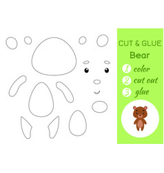 Cut and glue bear educational paper game Vector Image