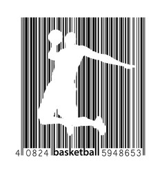 Silhouette of a basketball player and barcode Vector Image