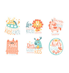 Kids original logo design collection children Vector Image