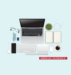 Realistic workspace elements workplace Royalty Free Vector