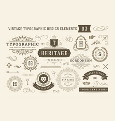 Vintage typographic design elements set Royalty Free Vector