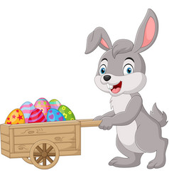 Cute happy baby rabbit cartoon Royalty Free Vector Image