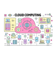 Thin line computer science poster banner Vector Image