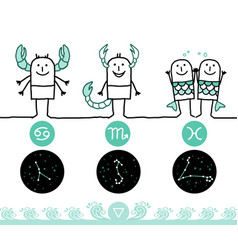 Zodiac signs of water Royalty Free Vector Image