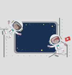 Border template with space theme in background Vector Image