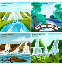 Waterfall Landscapes Banners Royalty Free Vector Image