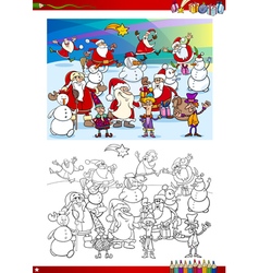 Coloring book christmas elf theme 3 Royalty Free Vector