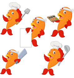 Fish chef cartoon Royalty Free Vector Image - VectorStock