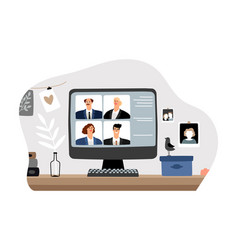 Online virtual meetings work from home distance Vector Image