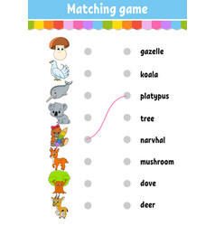 Matching game for kids learn english words Vector Image