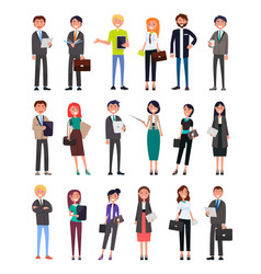 Cartoon employee team office workers group happy Vector Image