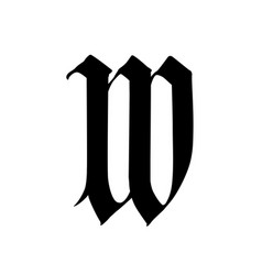 Letter w in gothic style alphabet symbol Vector Image