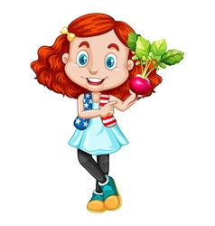 Little girl holding carrot Royalty Free Vector Image