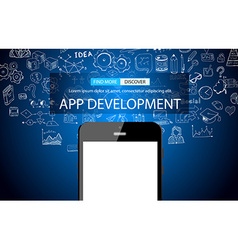 App development concept background with doodle Vector Image