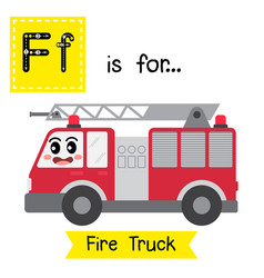 Letter f uppercase tracing fire truck Royalty Free Vector