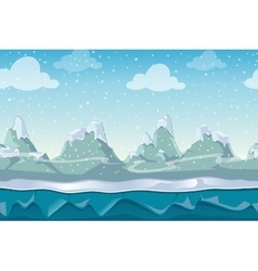 Cartoon winter landscape with snow mountains Vector Image