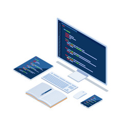 Round icon program code structure html Royalty Free Vector