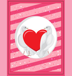 Kissing pigeons valentine poster Royalty Free Vector Image