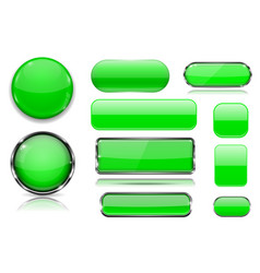 Web buttons colored shiny icons with chrome frame Vector Image