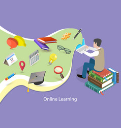Online education concept with cartoon student Vector Image