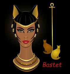 Drawing egyptian cat god bastet Royalty Free Vector Image