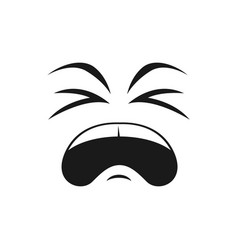 Depressed crying emoji in bad mood isolated icon Vector Image