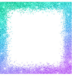 Glitter square border frame with blue green color Vector Image