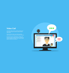 Video call concept banner design in flat style Vector Image