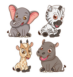 Cute five animals babies cartoon characters Vector Image
