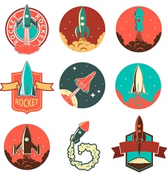 Rocket emblems Royalty Free Vector Image - VectorStock