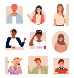 Set avatars in flat design positive avatars Vector Image