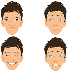 Young man expressing different emotions Royalty Free Vector