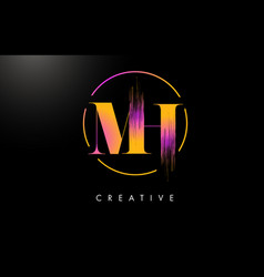 Mh m h brushed letter logo design with creative Vector Image
