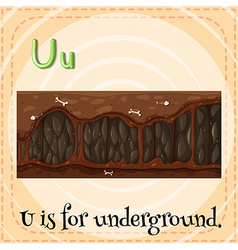 Flashcard letter u is for under Royalty Free Vector Image