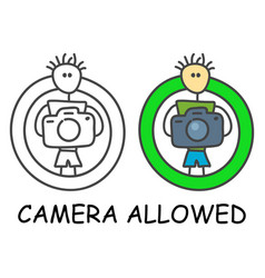 Funny stick man with a camera in children style Vector Image
