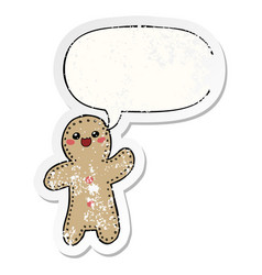 Cartoon gingerbread man and speech bubble Vector Image