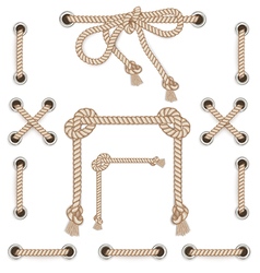 Frame made from rope isolated on white Royalty Free Vector