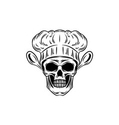Skull without jaw in chef hat Royalty Free Vector Image
