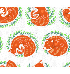 Fox seamless pattern Royalty Free Vector Image