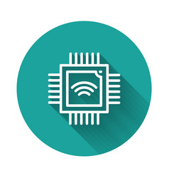Green line computer processor with microcircuits Vector Image