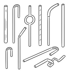 Set straw Royalty Free Vector Image - VectorStock