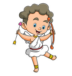 Old cupid man is aiming with the love arrow Vector Image