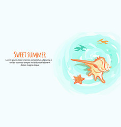 Ocean shell in cartoon style isolated on white Vector Image